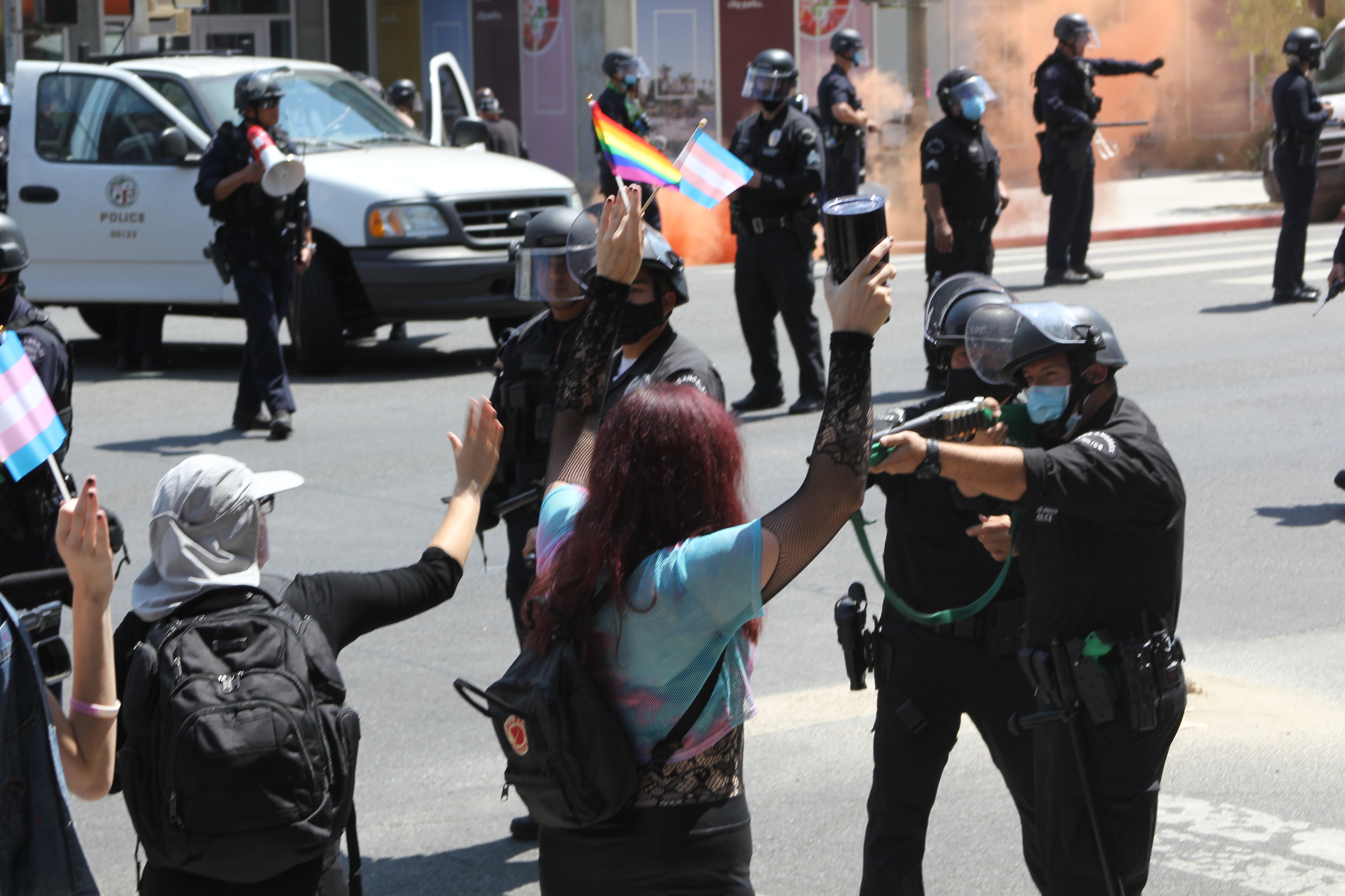 Independent videographer struck with baton during protest at LA’s Wi ...