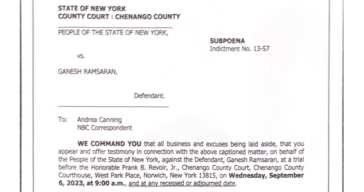 Subpoena for NBC reporter to testify at murder trial quashed - U.S ...