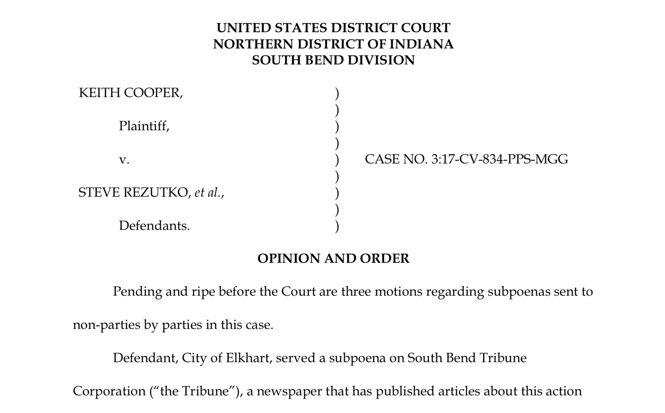 Federal judge quashes subpoena of Indiana newspaper’s communications ...